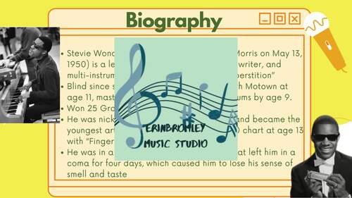 Stevie Wonder Music Activities & Biography| Music Sub Plans 3rd 4th 5th ...