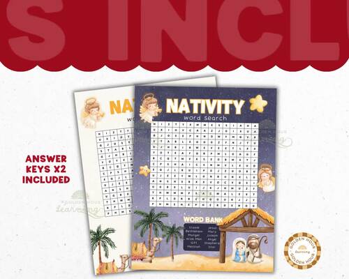 Nativity Word Search | Religious Christmas Activity | Christian Printables