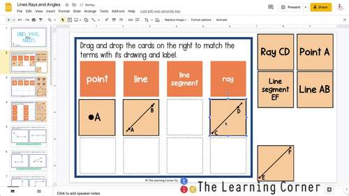 Points, Lines, Line Segments, Rays, and Angles 4th Grade Digital Resource