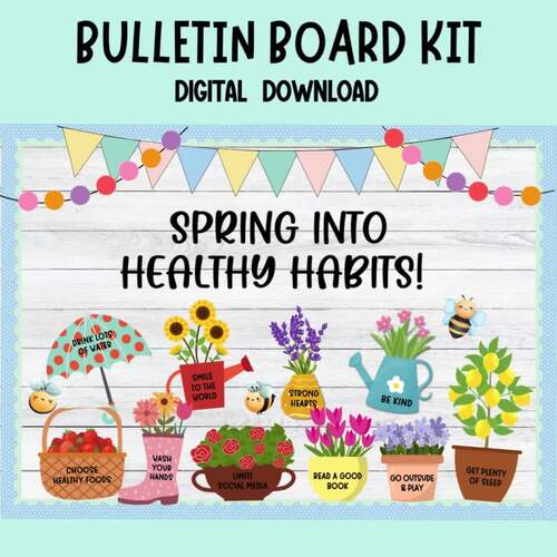 Healthy Habits Bulletin Board Spring Classroom Decor Healthcare ...