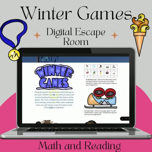 Winter Sports Games Digital Escape Room - Math, Reading, Critical Thinking