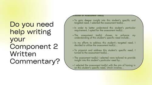 National Board Exceptional Needs: Component 2 Sentence Starters | TPT