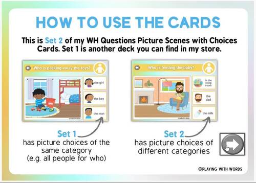 WH Questions Picture Scenes with Visual Choices – SET 2 Boom™ Cards