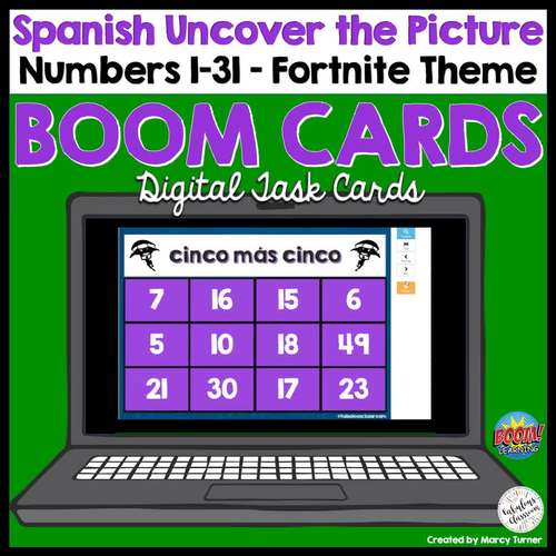 Spanish Numbers Activity Uncover Picture Boom Cards - Fortnite Digital ...