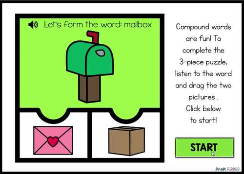 BOOM Cards: Compound Words by PreK Partner | Teachers Pay Teachers