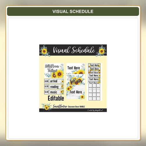 Editable Visual Schedule Cards: Sunflower Classroom Schedule by ...
