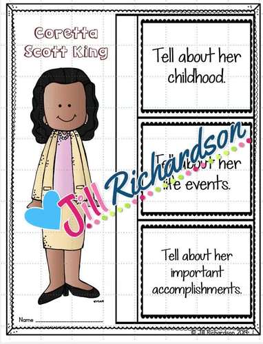 Biography Template Coretta Scott King Black History Month ESL | TPT