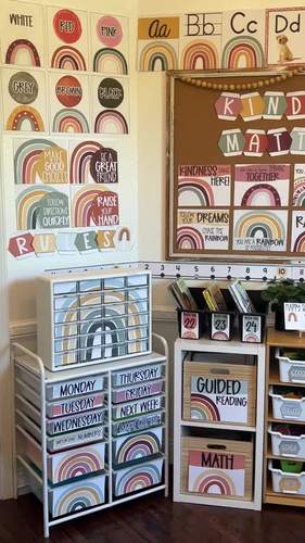 Boho Neutral Rainbow Classroom Decor BUNDLE by First Grade Roars