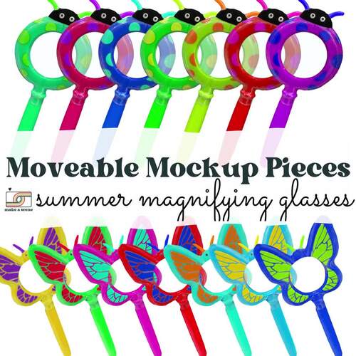 Summer Magnifying Glass Images | Mockup Movable Elements PNG Files