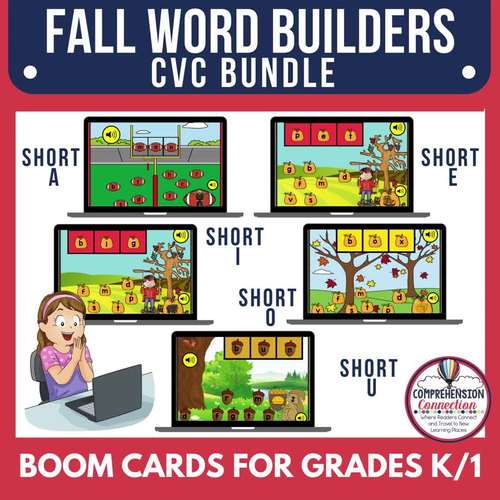 CVC Word Builders for Fall by Comprehension Connection | TpT