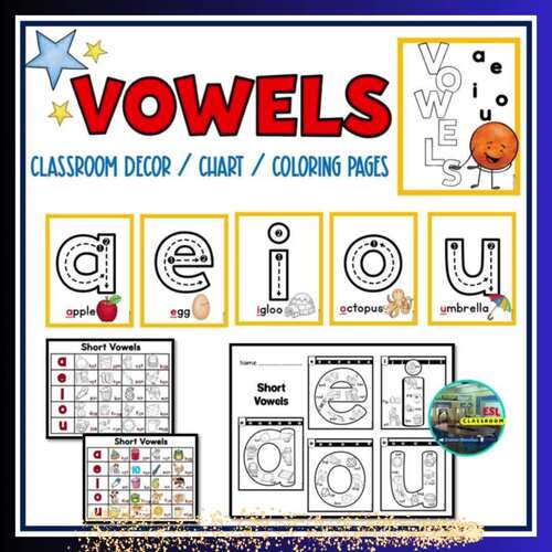 ESL Vowel Posters & Practice Pages | CVC Vowel Sound Charts ...