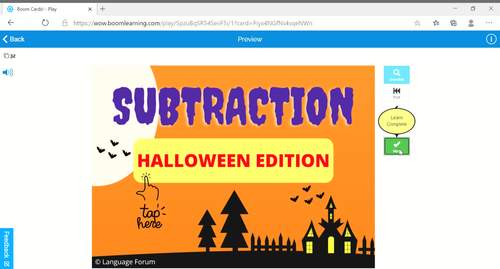 Subtraction to 10 Boom Cards Halloween by Language Forum | TPT