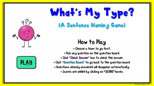 Types of Sentences Team Game with Color By Code Worksheet and Easel ...