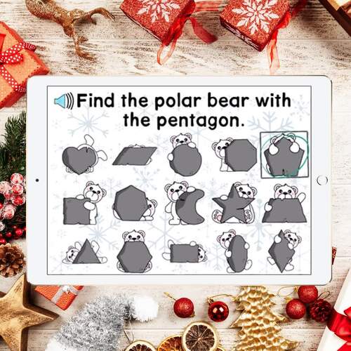Find the Christmas Shapes | BOOM CARDS with audio | PENTAGON | TPT