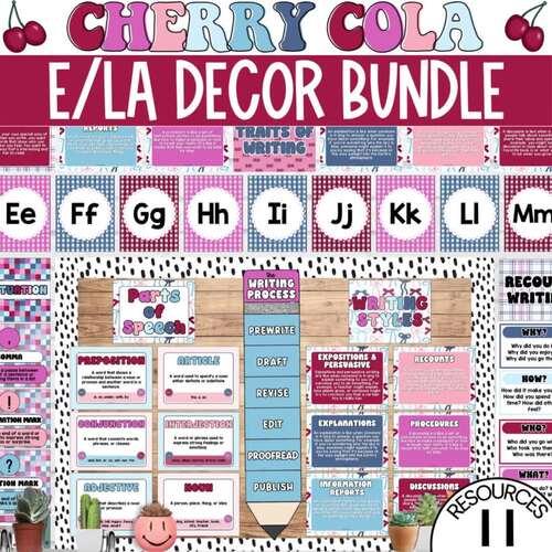 Retro Cherry Bows English Language Arts Posters, English Writing ...