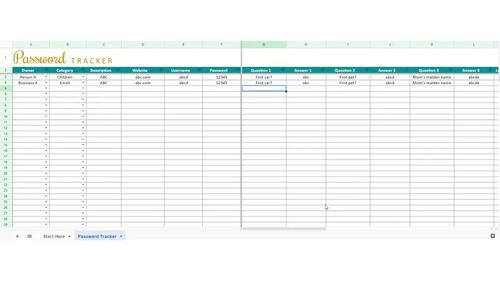 Simple Password Tracker Google Sheets Spreadsheet by Mom Money Map