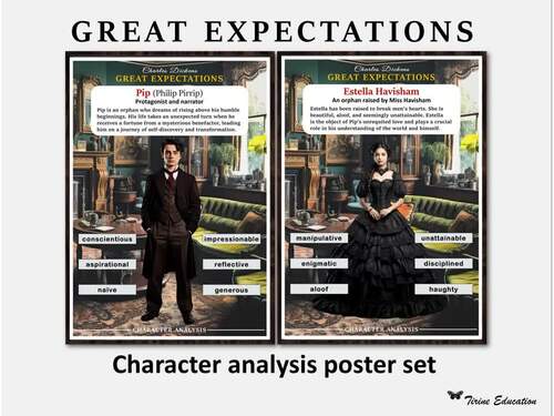 Great Expectations Poster Set - Character Analysis by Tirine Education