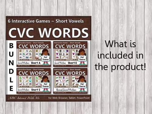 CVC Words Short Vowels Interactive Phonics Games Bundle {Reveal Secret ...