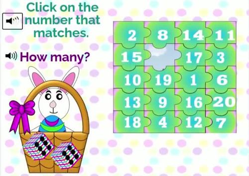 Easter Subitizing with Dice Hidden Picture Number Sense 1-20 Boom Cards