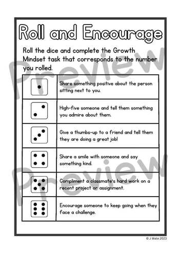 Growth Mindset & Kindness Activities | Printable SEL Roll & Chat Worksheets