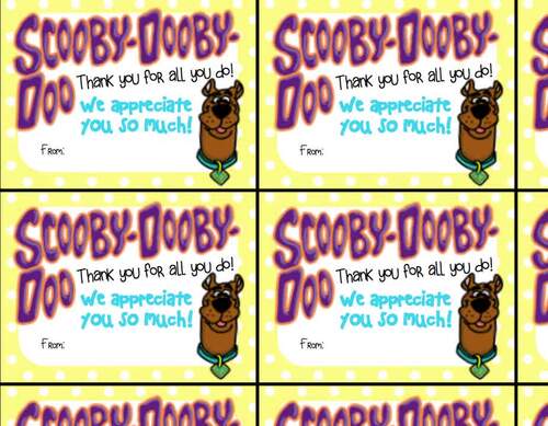 Scooby Doo Teacher (Staff) Appreciation Tag- Scooby Dooby Doo! Thank ...