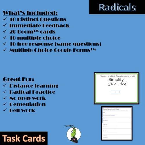 Radical Operations Mini Quiz Google and BOOM™ Bundle by Grasshopper ...