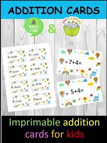 6 pages of printable addition cards by Be innovative with us | TPT