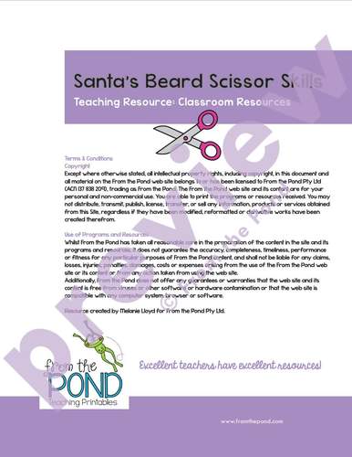 Scissor Skills Santa Beard Worksheets | Christmas Activities by From ...