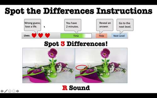 Spring Spot the Difference No Prep Digital Articulation Game R Visual ...