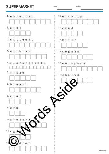 Word Puzzle Games Copy Crossword Word Search Anagram SUPERMARKET by ...