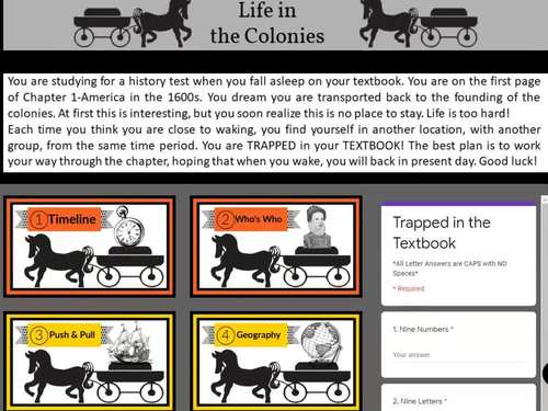 American Colonies 1600s Escape Room Digital Breakout Distance Learning
