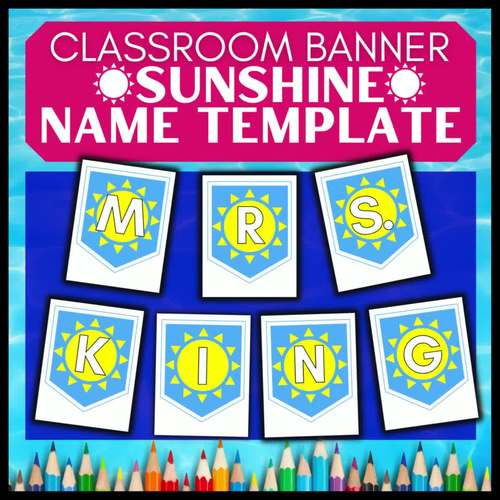 Printable Teacher Name Sun Banner → Bulletin Board Decor All Letters