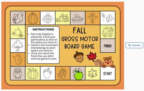 Autumn Adventure Gross Motor Board Game | Boom Cards Deck by A Pedi PT