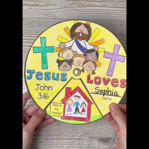 Jesus Loves Me Christian Bible Craft Activity Wheel for Back to School