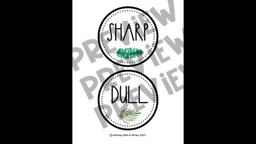 Sharp Dull Pencil Labels Farmhouse Tropical Botanical Leaves Classroom ...