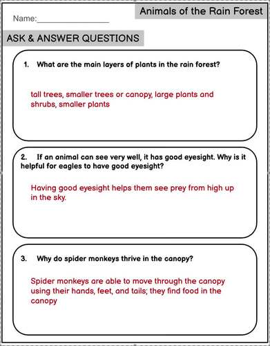 Animals of the Rain Forest – Level L | HMH Leveled Reader Companion ...