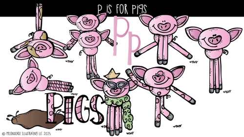 P is for pigs clip art COMBO PACK by Melonheadz Clipart | TPT