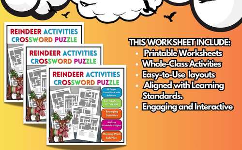 Reindeer Activities Crossword Puzzle Activities Morning Work 4th,5th ...