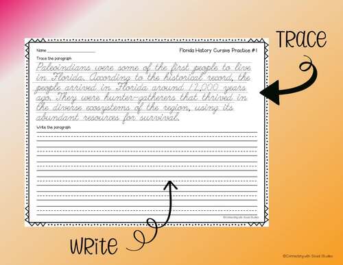 Florida Social Studies History Cursive Practice | TPT