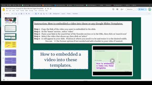 Short Summary Analysis for Short Animated Movies Digital Templates