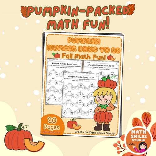 Pumpkin Number Bonds to 20 | Fall Math Worksheets | 1st & 2nd Grade