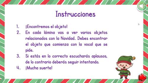 Juego Veo Veo Navideño Versión Vocales / Christmas Vowels Game in Spanish