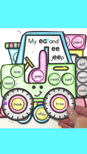 Vowel Team Phonics Craft bundle AI AY EE EA IE IGH OA OE OW Activities