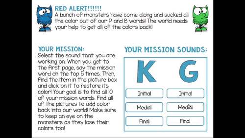Articulation Say and Find NO-PRINT Activity for K and G by Speech Universe