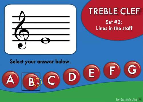 Treble Clef Note Names: Lines - Digital, Interactive Music Theory Game