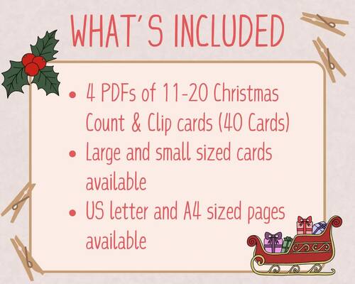 11-20 Christmas Count Clip Cards | Preschool Numbers Matching Game ...