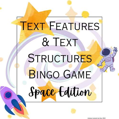 Text Features Text Structures Space BINGO Game Activity 3rd 4th 5th Grade