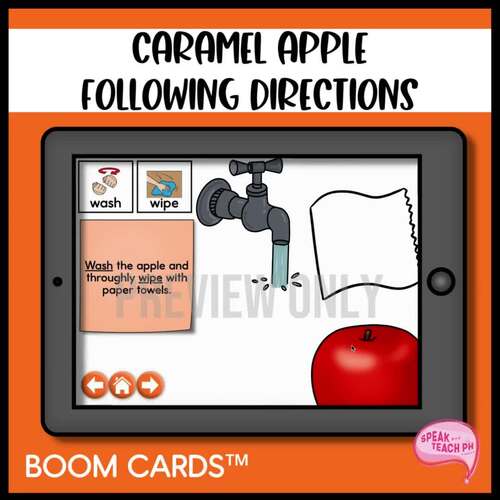 Caramel Apple Following Commands Sequencing Retell No Prep Speech Boom ...