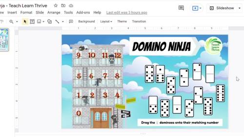 Domino Ninja - Numbers 0-12 fun game and activity. Printable AND Digital!