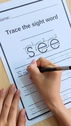 sight words rainbow tracing with prewriting line strokes worksheet ESL ...